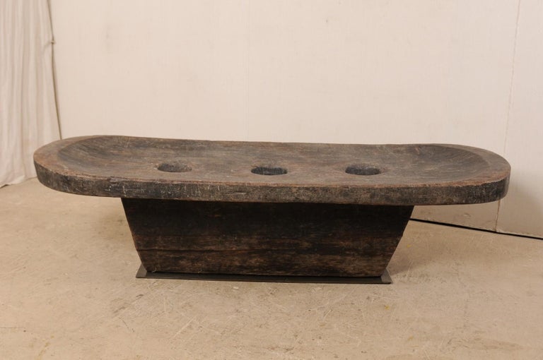 Early 20th Century Naga Grain Grinding Table, Carved from a Single Log ...