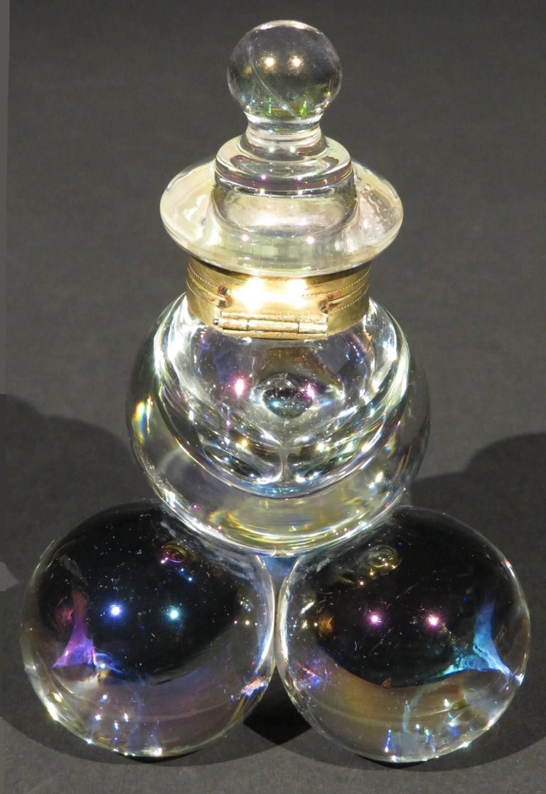 Early 20th Century Iridescent Glass Inkwell, England, circa 1900 For ...