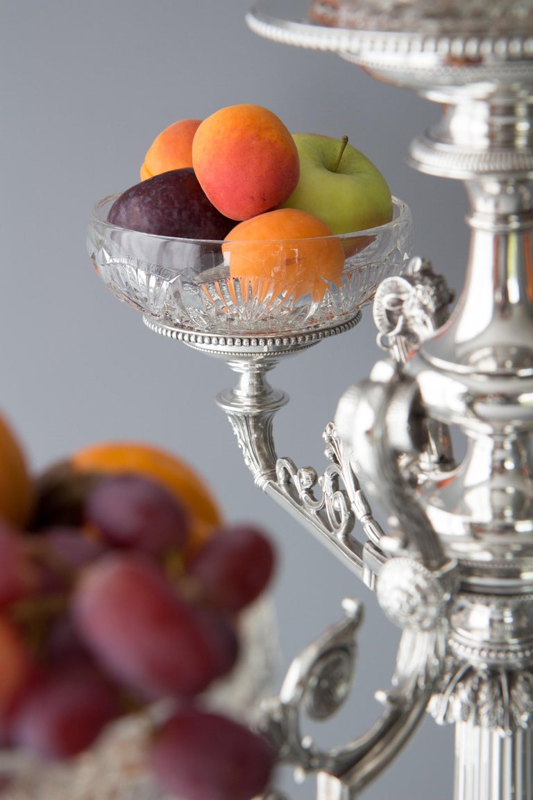 Early Victorian Silver and Glass Table Centrepiece or Epergne ...