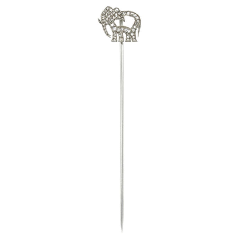 Edwardian Diamond-Set Elephant Stick-Pin at 1stDibs
