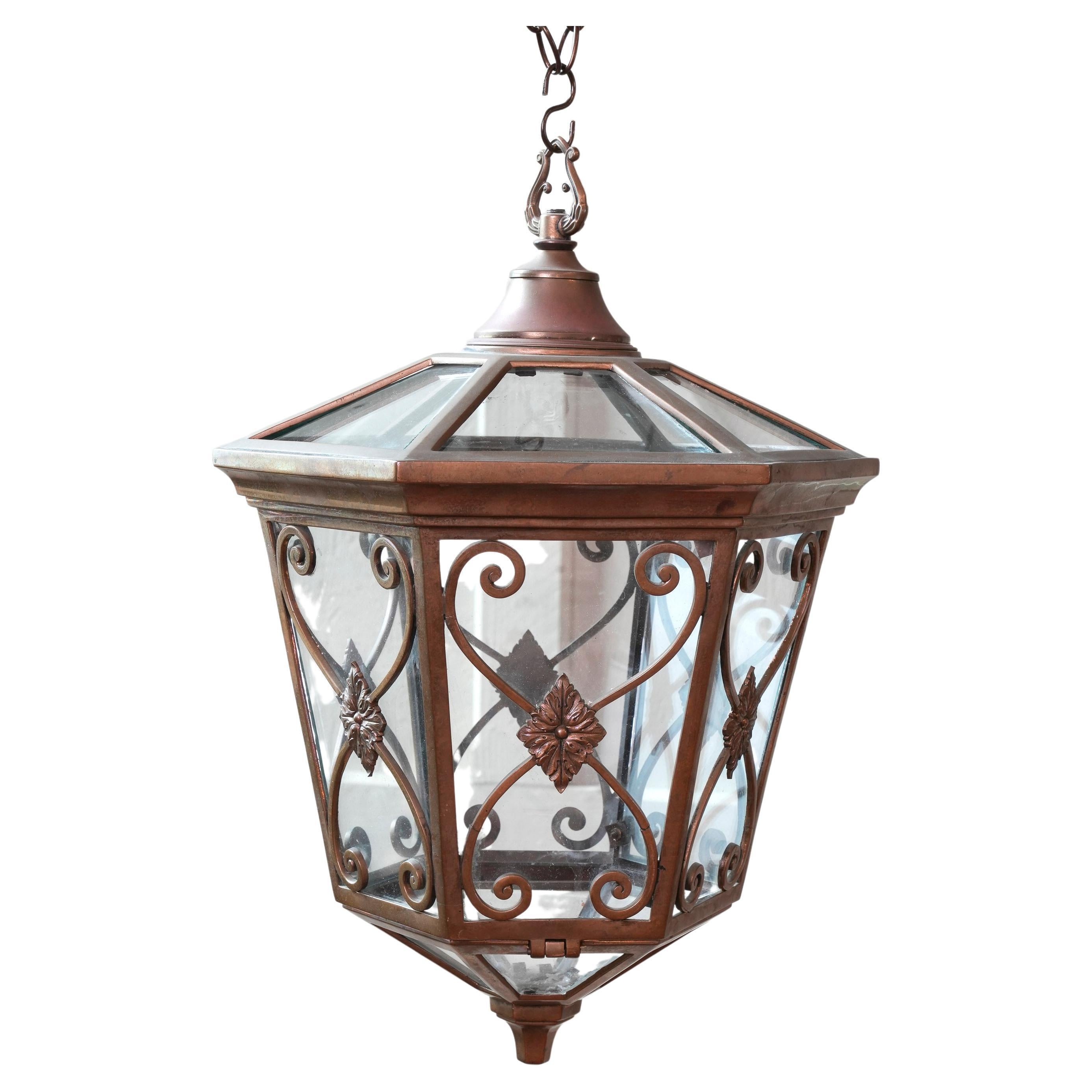 Brass Hexagonal Hall Lantern at 1stDibs