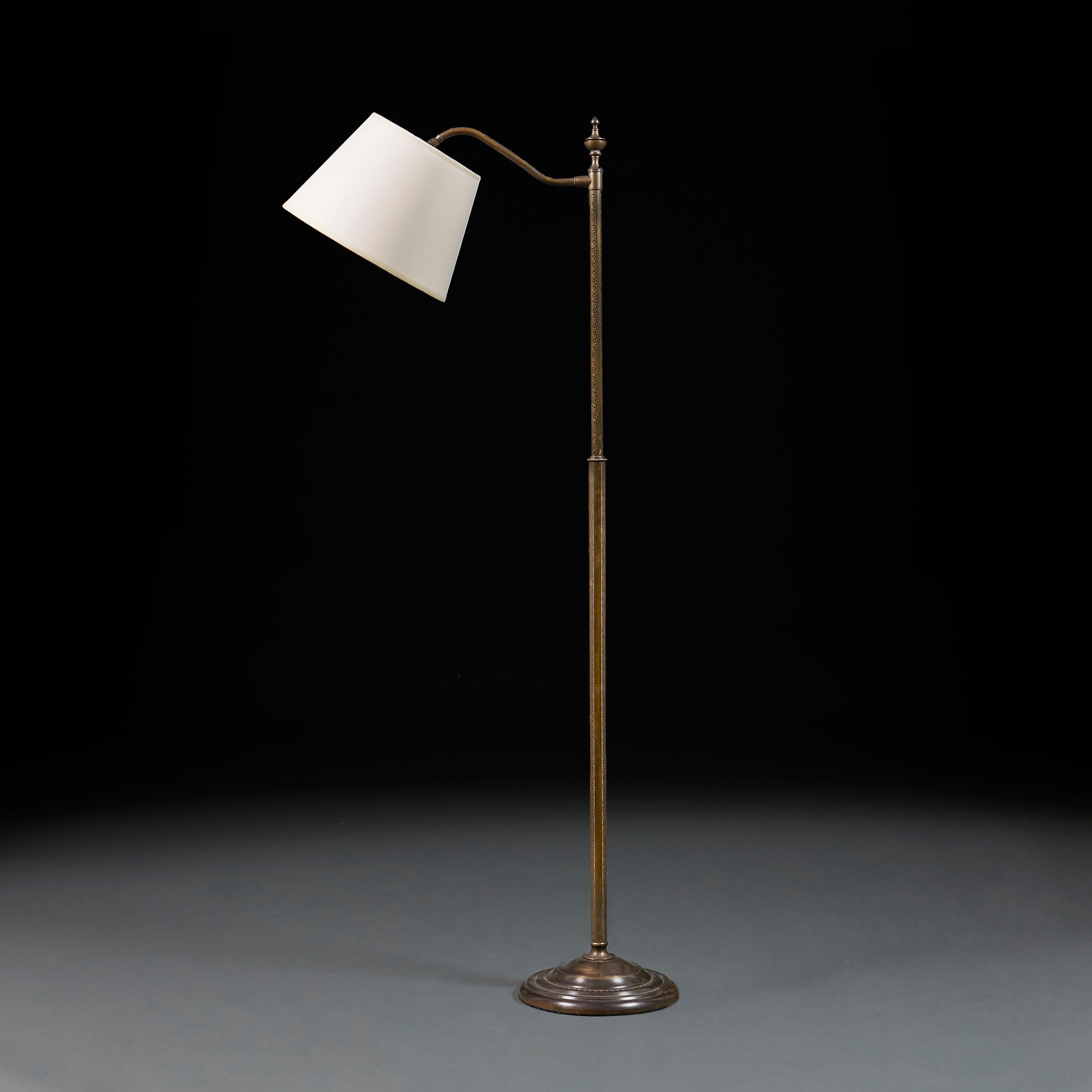 Edwardian Patinated Brass Reading Lamp at 1stDibs