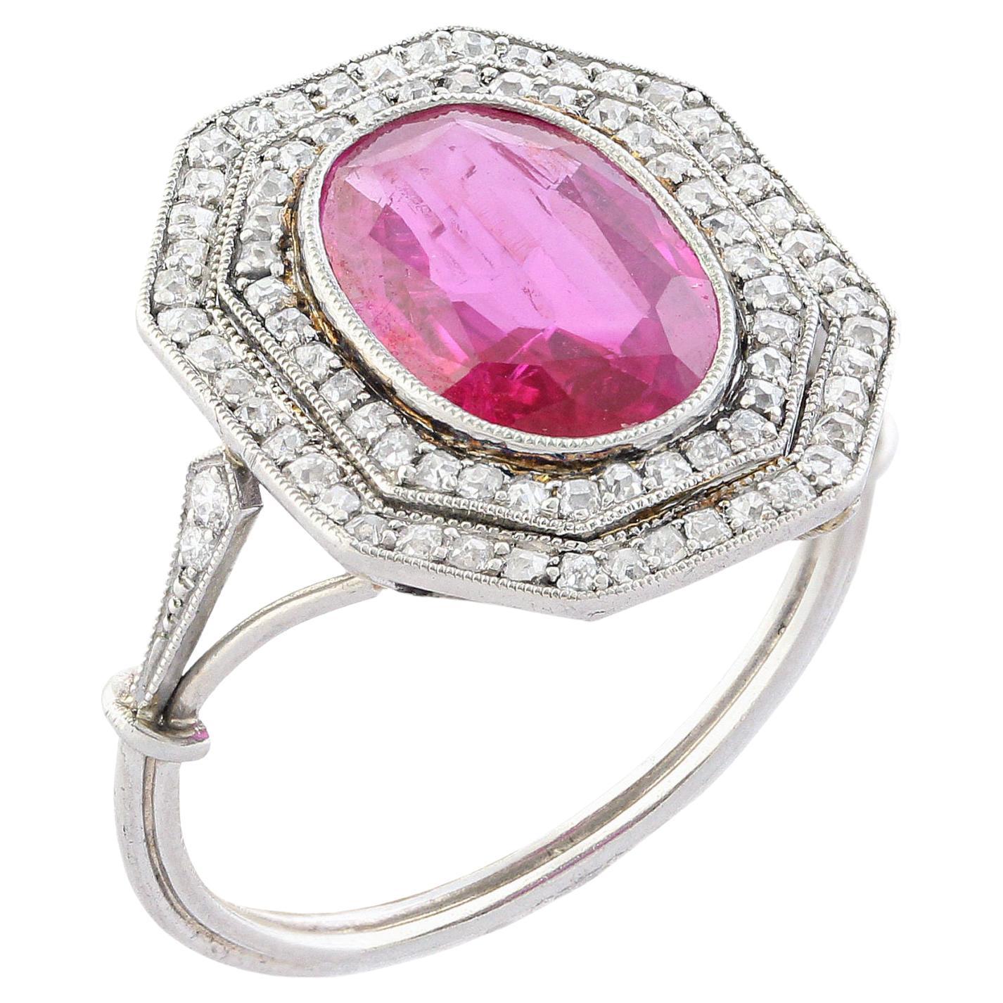Retro Burma Ruby and Diamond Ring For Sale at 1stDibs