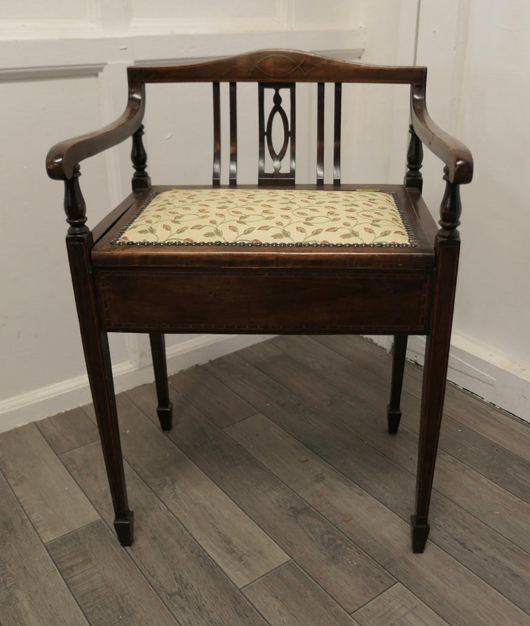 Edwardian Upholstered Piano Stool For Sale at 1stDibs