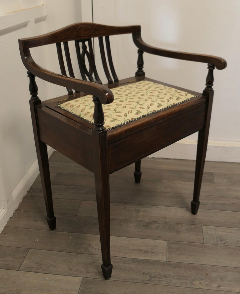 Edwardian Upholstered Piano Stool For Sale at 1stDibs
