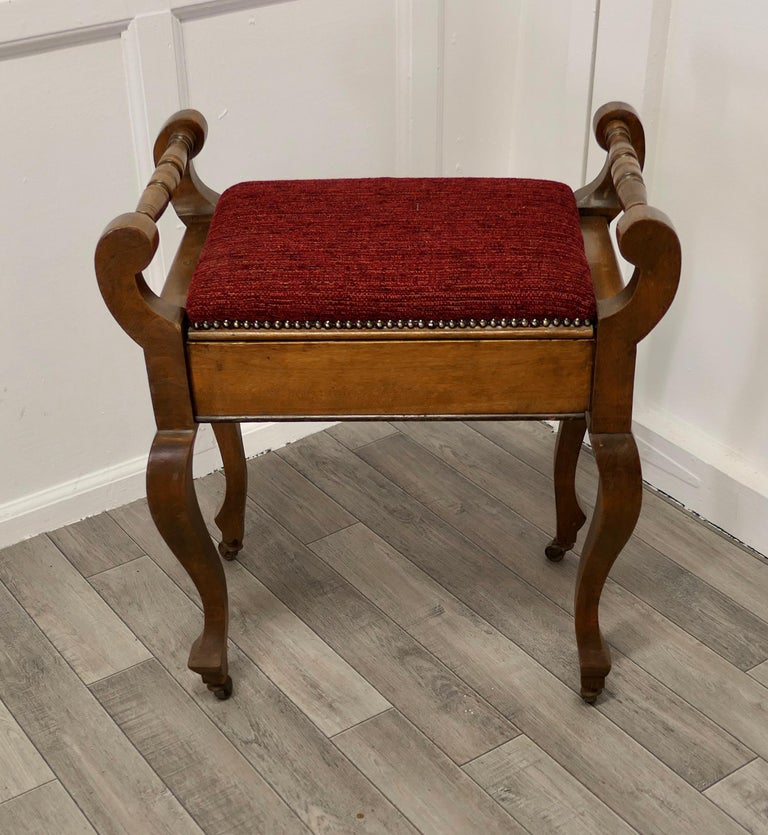 An Edwardian Walnut Piano Stool For Sale at 1stDibs