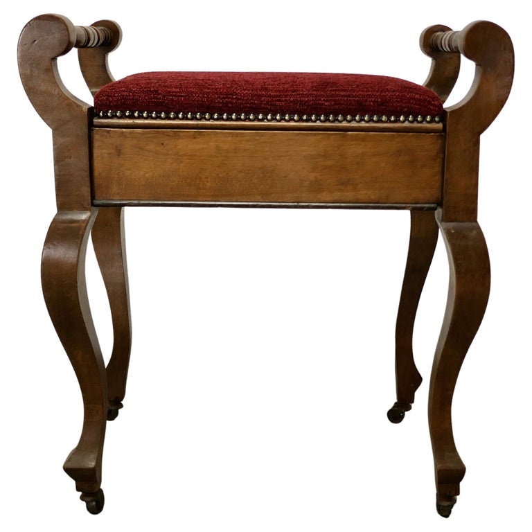 An Edwardian Walnut Piano Stool For Sale at 1stDibs
