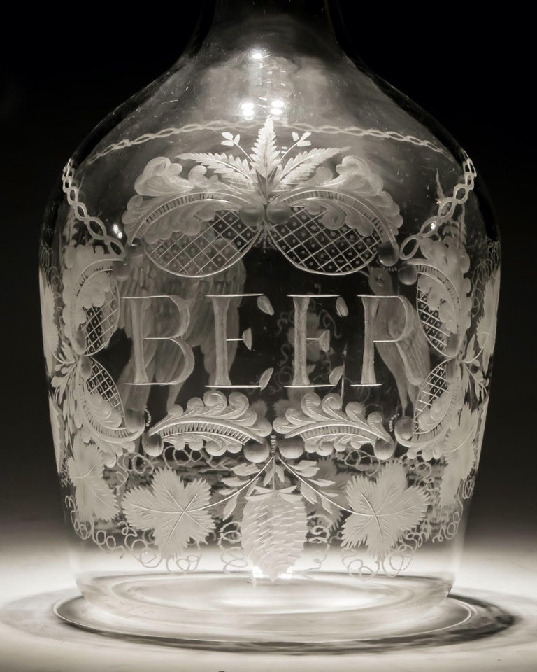 Elaborate Engraved George III Magnum Beer Decanter For Sale at 1stDibs