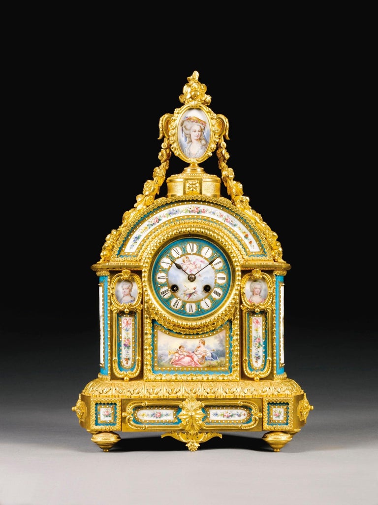 Elaborate Gilt Bronze and Sèvres-style Porcelain Mantel Clock, circa ...