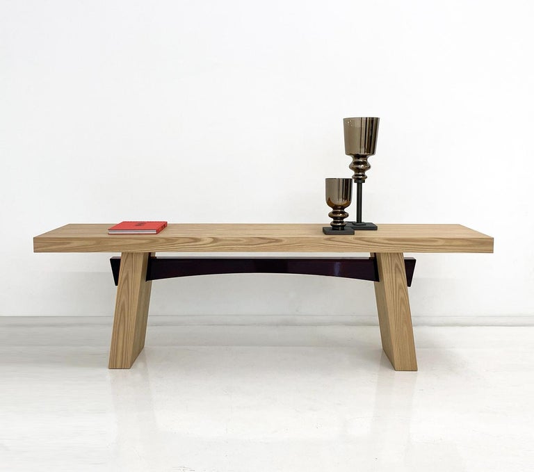 Elegant and Solid Console in Matt Walnut Wood For Sale at 1stDibs