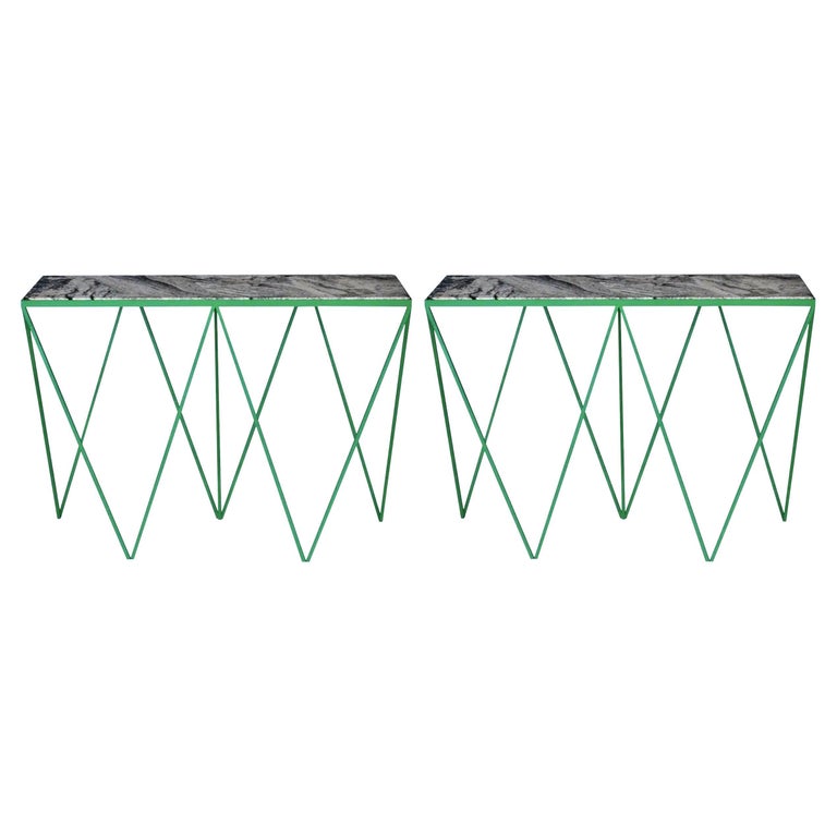 Elegant Pair of Console Tables with Granite / Marble Table Top ...