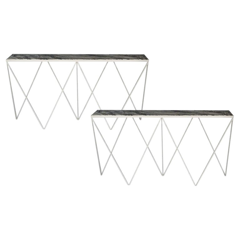 Elegant Pair of Console Tables with Granite / Marble Table Top ...