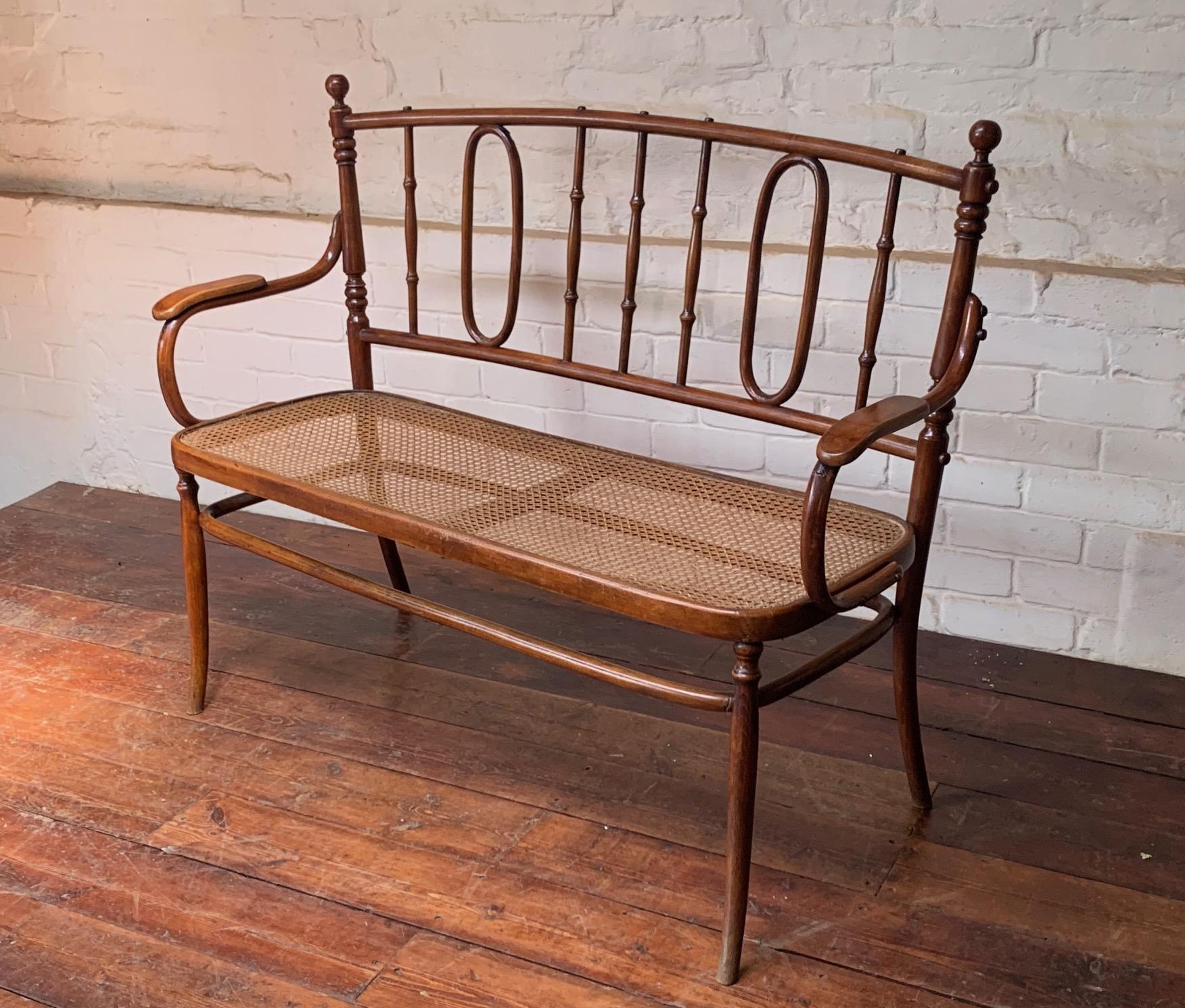 An Elegant and Rare Bentwood and Rattan Bench by Michael Thonet, Vienna ...