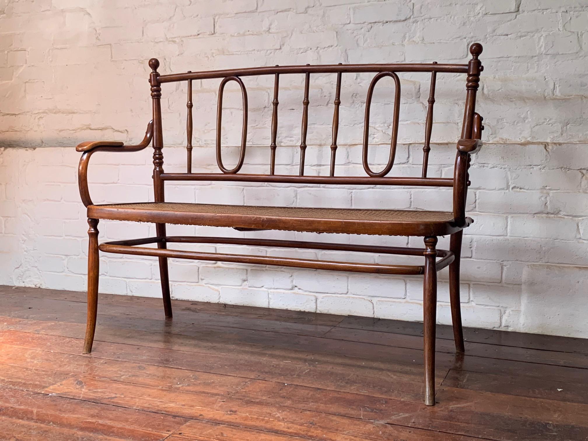 An Elegant and Rare Bentwood and Rattan Bench by Michael Thonet, Vienna ...