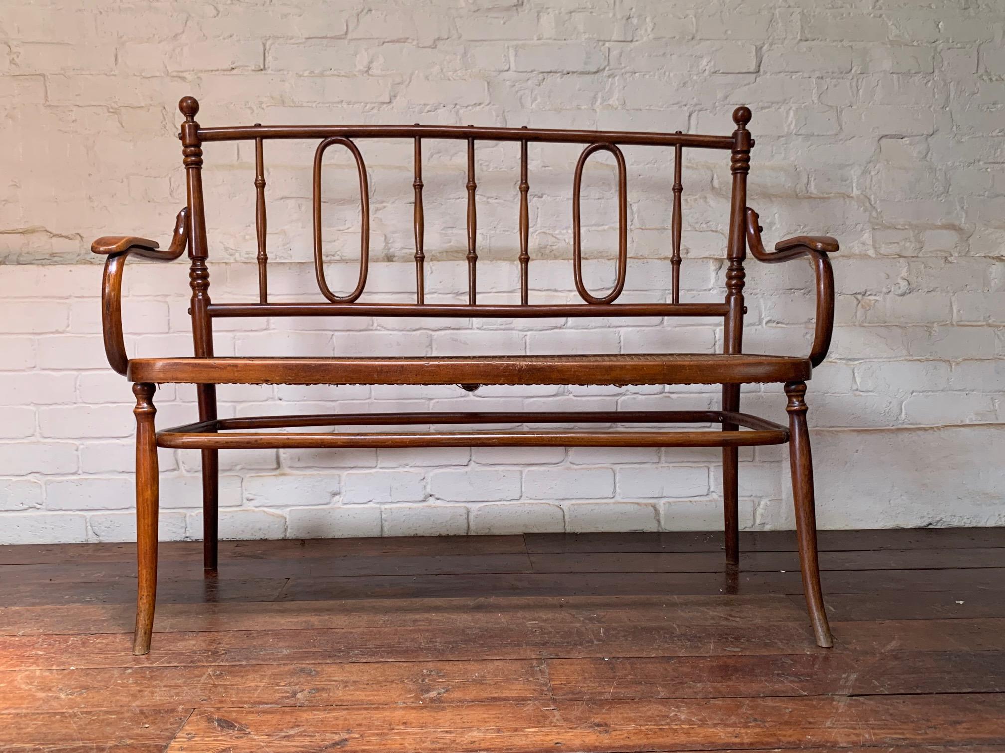 An Elegant and Rare Bentwood and Rattan Bench by Michael Thonet, Vienna ...