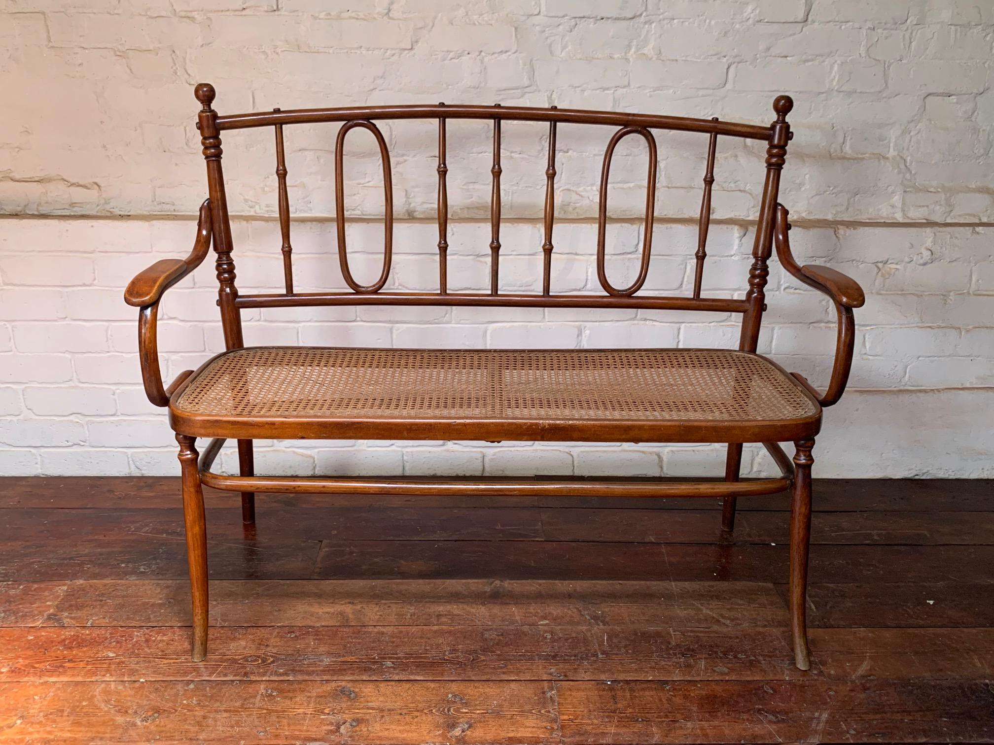 An Elegant and Rare Bentwood and Rattan Bench by Michael Thonet, Vienna ...