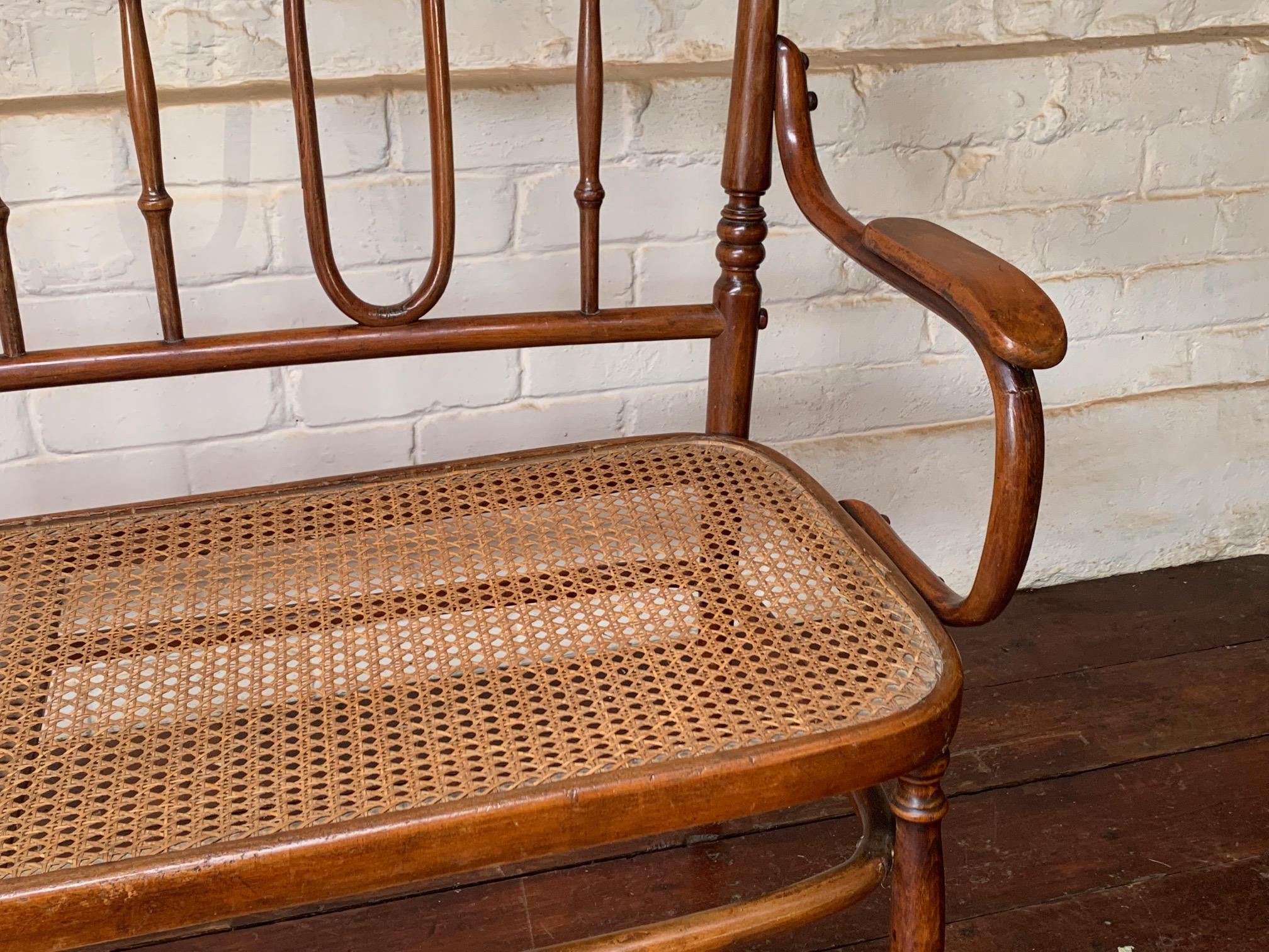 An Elegant and Rare Bentwood and Rattan Bench by Michael Thonet, Vienna ...