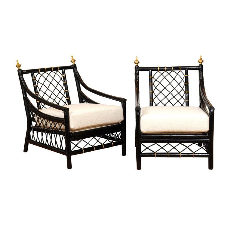 Elegant Restored Pair of Throne Loungers by Willow and Reed, circa 1955 ...