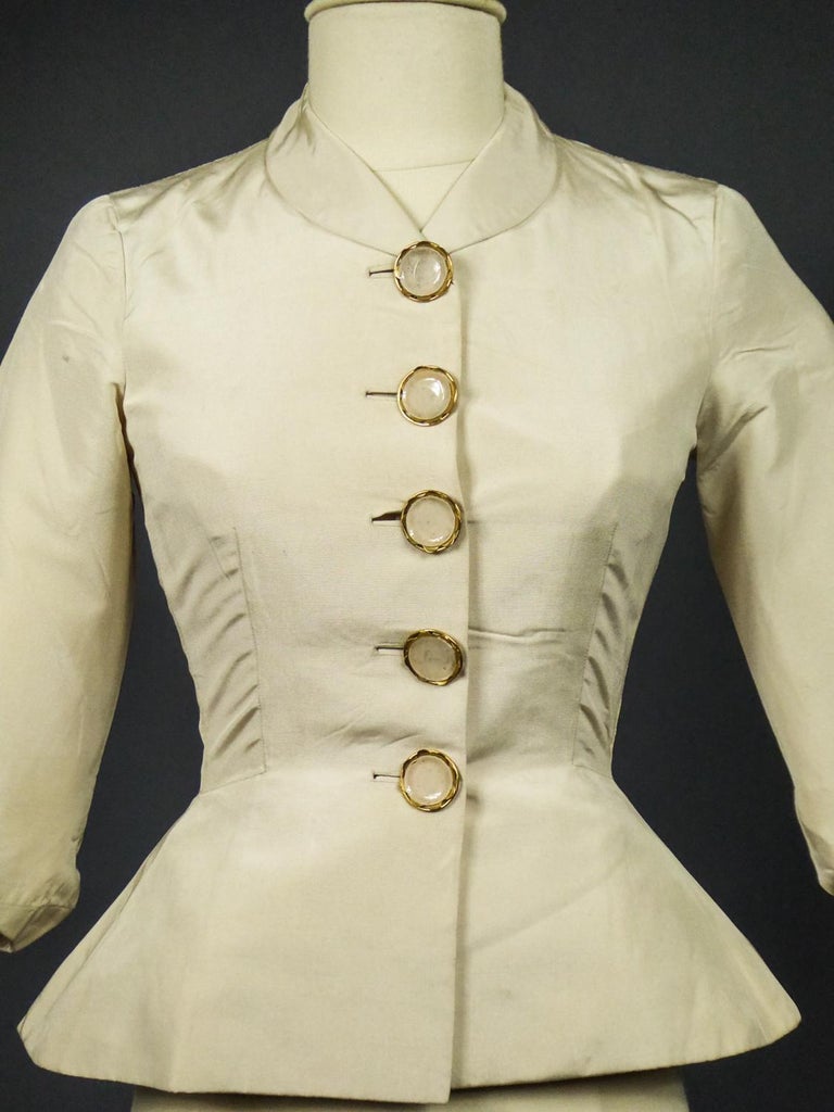 An Elsa Schiaparelli Bar Jacket in Cream Silk Numbered 89254 Circa 1947 ...
