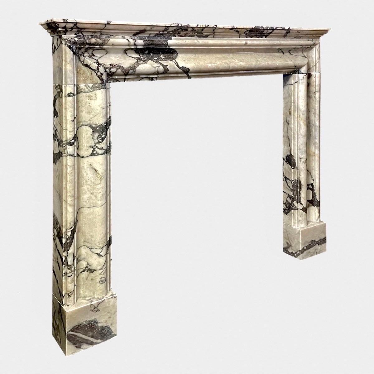 English Breche Marble Bolection Fireplace Mantel For Sale at 1stDibs