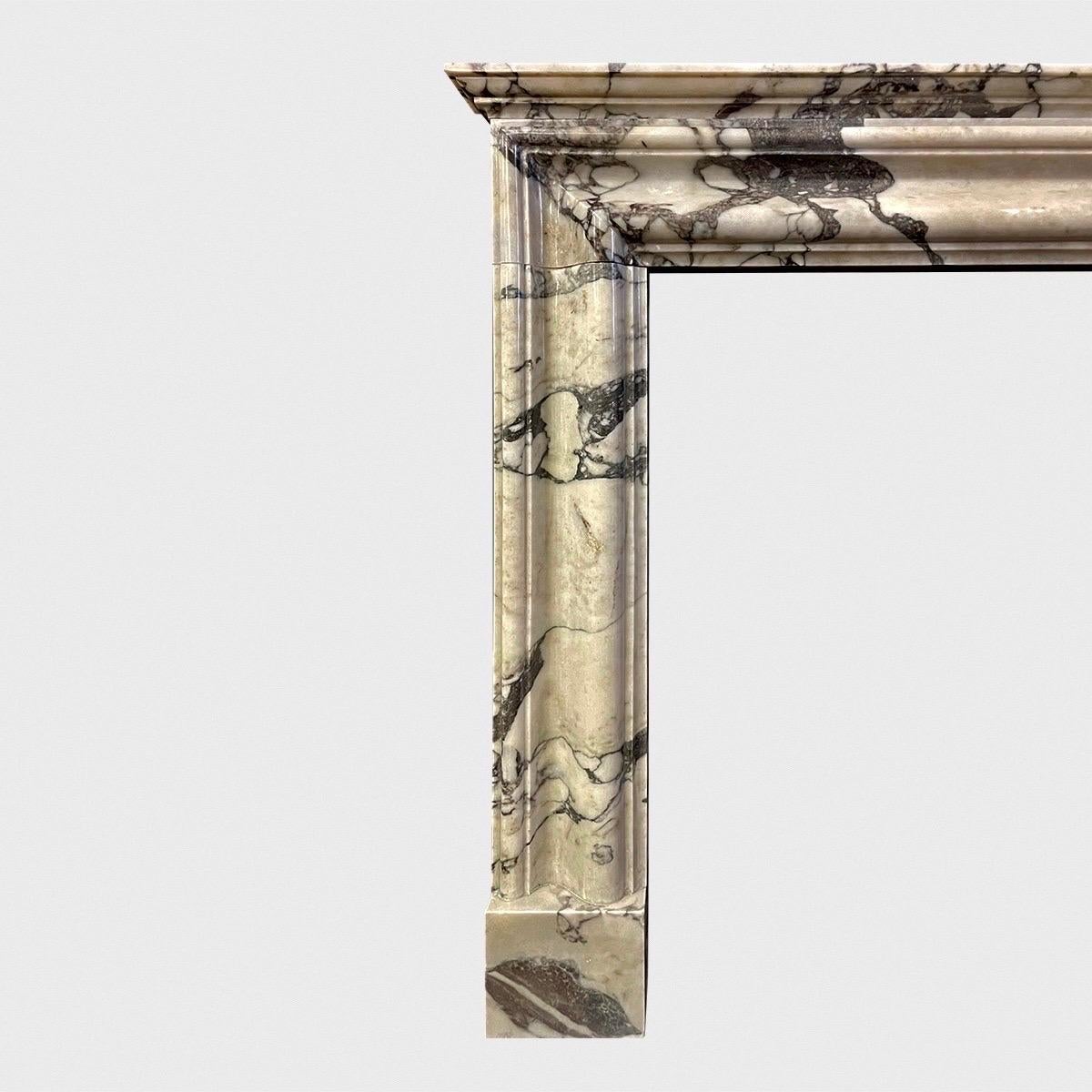 English Breche Marble Bolection Fireplace Mantel For Sale at 1stDibs