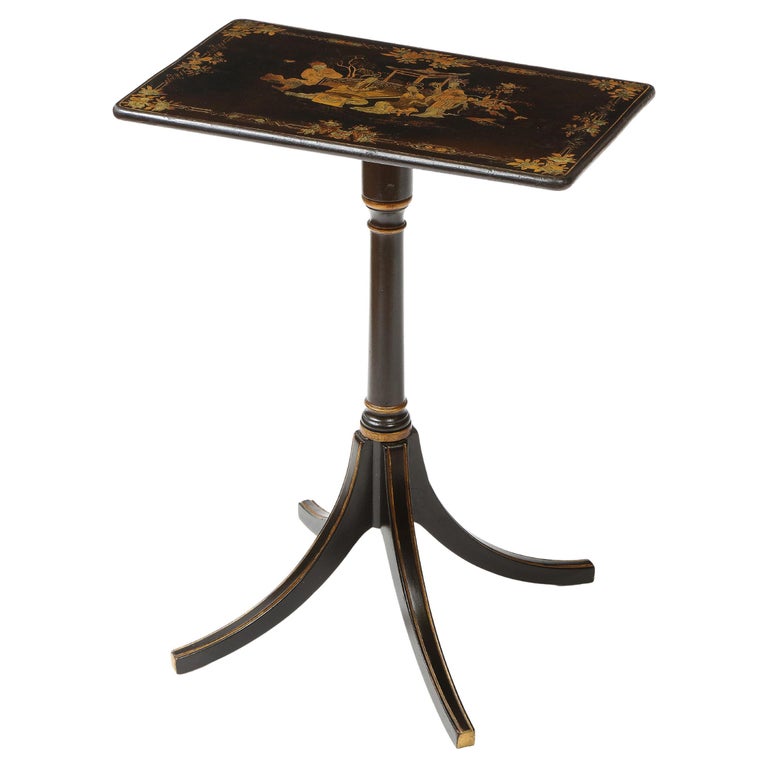 English Chinoiserie Gilt-Decorated and Black Japanned Tea Table For ...