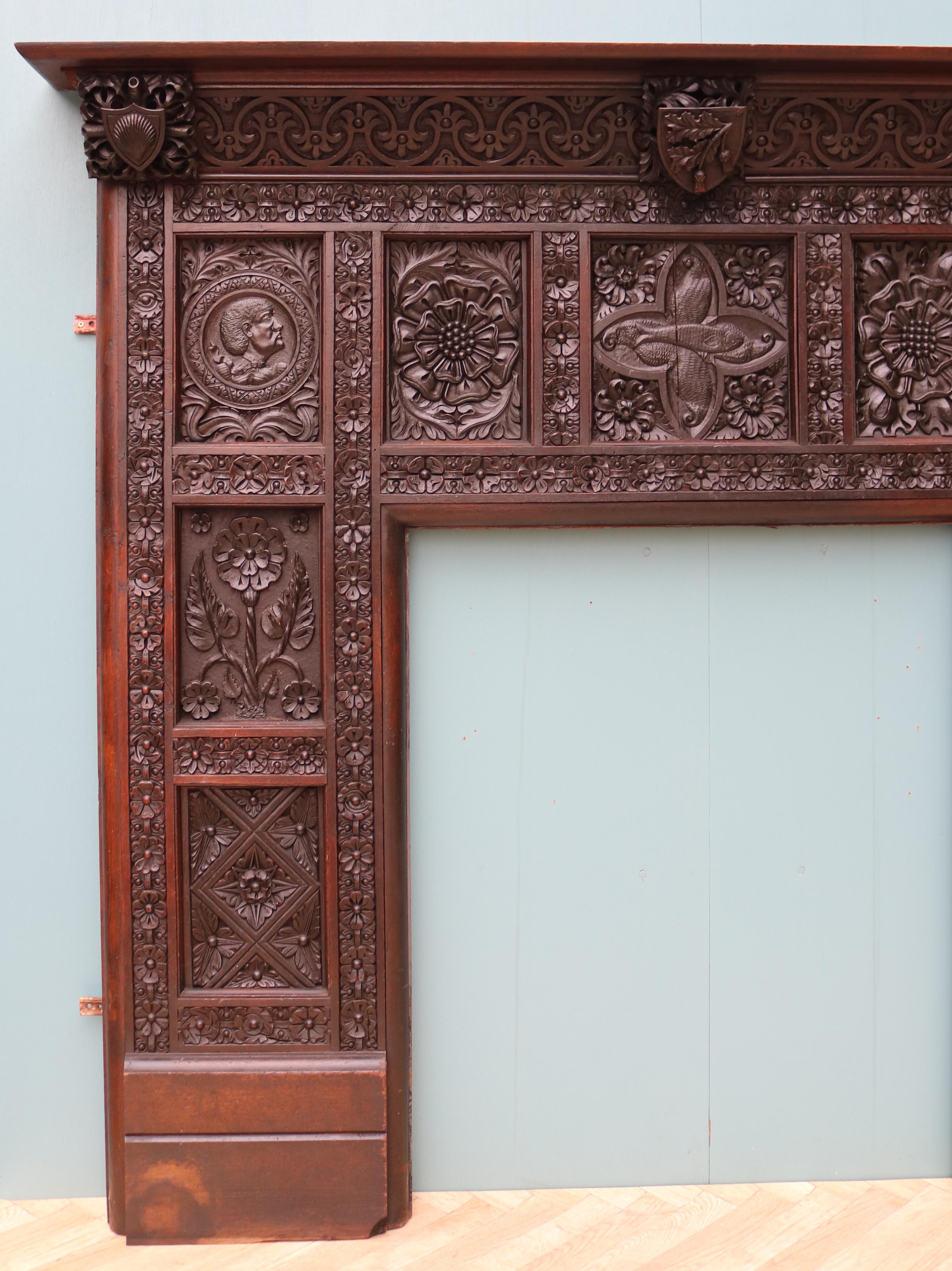 English Jacobean Revival Carved Oak Fireplace at 1stDibs | jacobean ...