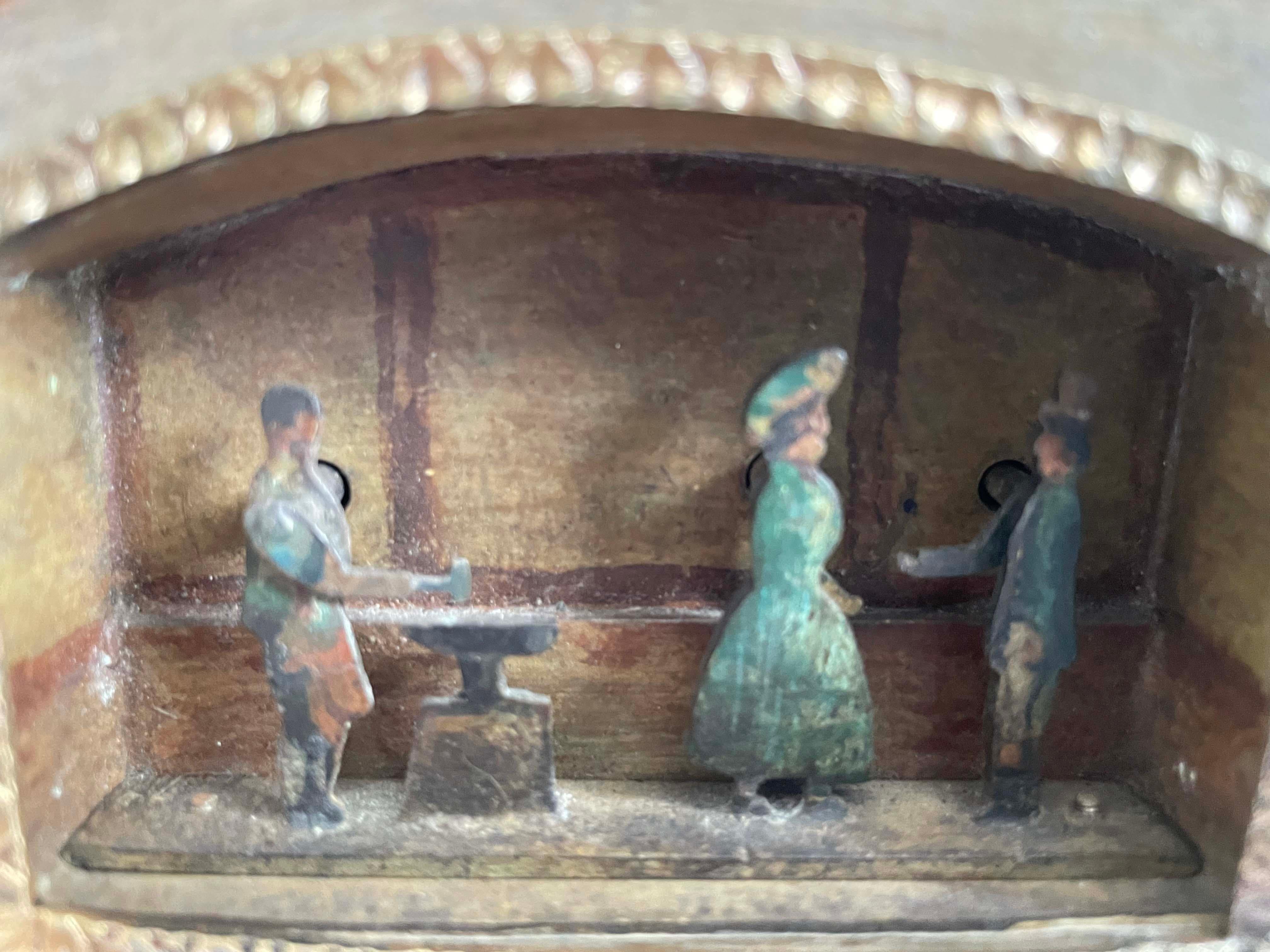 An English Lacquered Brass And Painted Tôle Automaton Clock, 19th ...