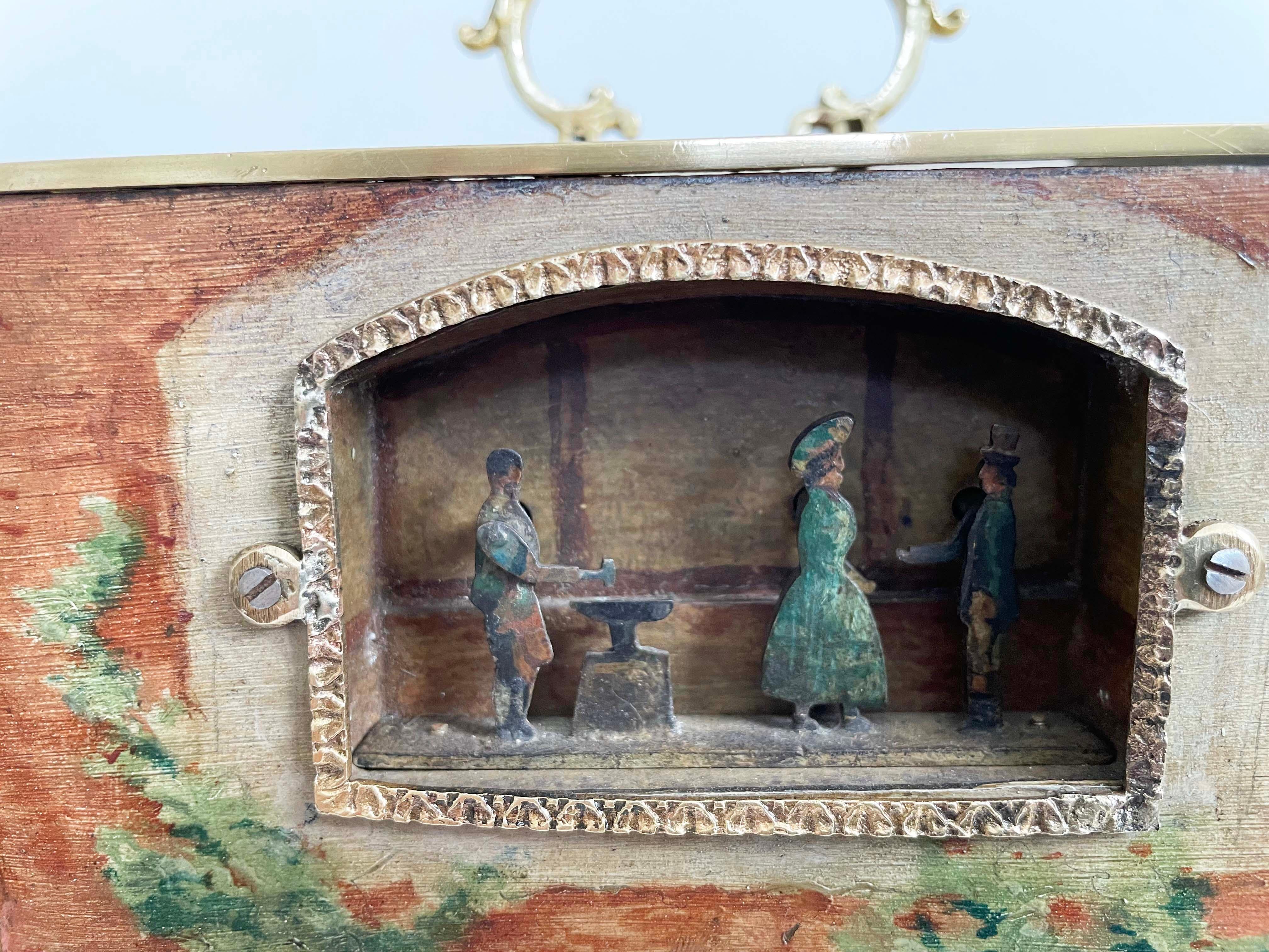 An English Lacquered Brass And Painted Tôle Automaton Clock, 19th ...