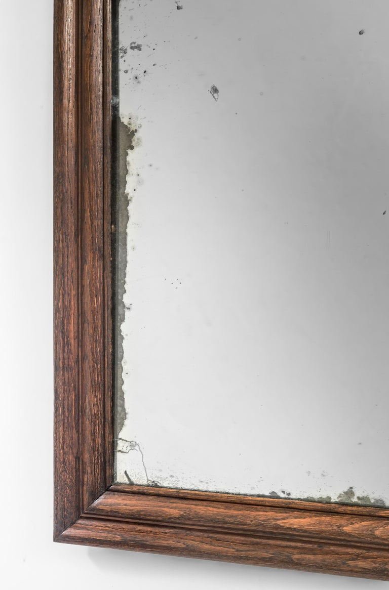 English Large Oak Framed Mirror with Antique Glass at 1stDibs