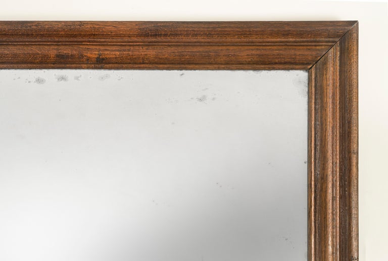 English Large Oak Framed Mirror with Antique Glass at 1stDibs