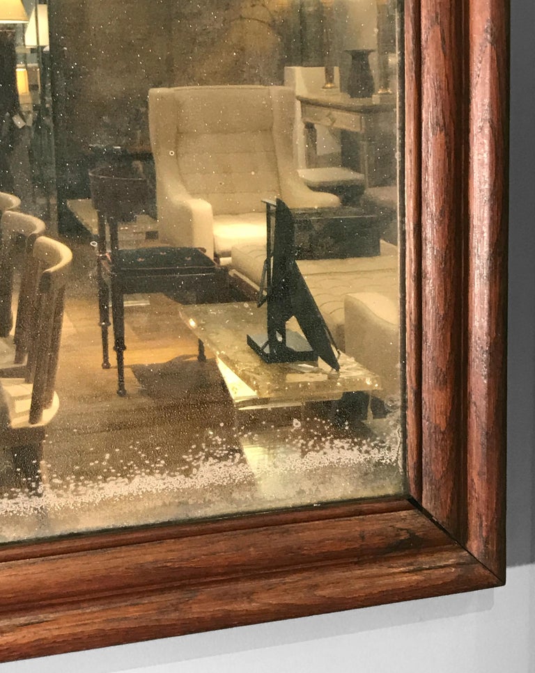 English Large Oak Framed Mirror with Antique Glass at 1stDibs