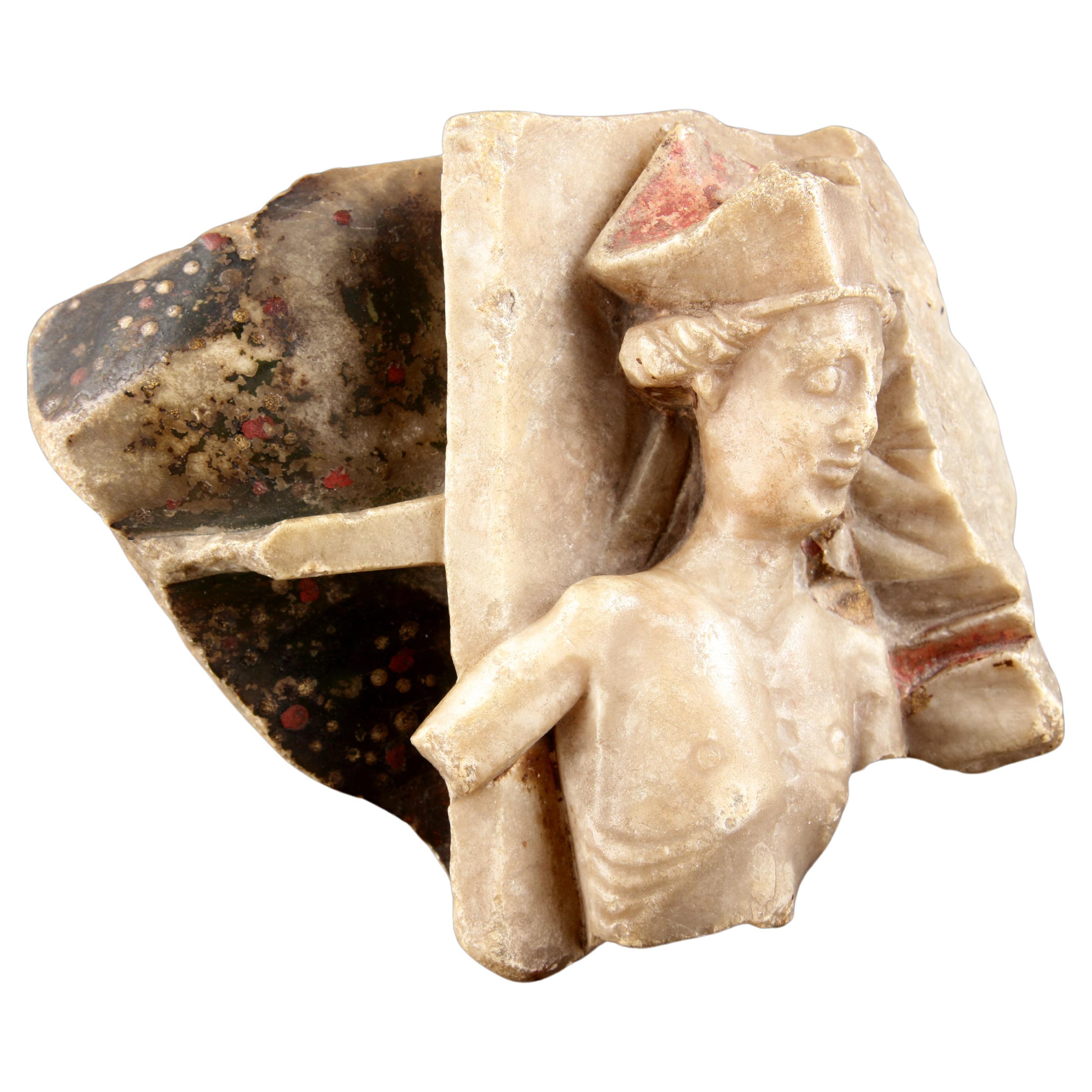 An English Nottingham Alabaster of St Erasmus For Sale at 1stDibs