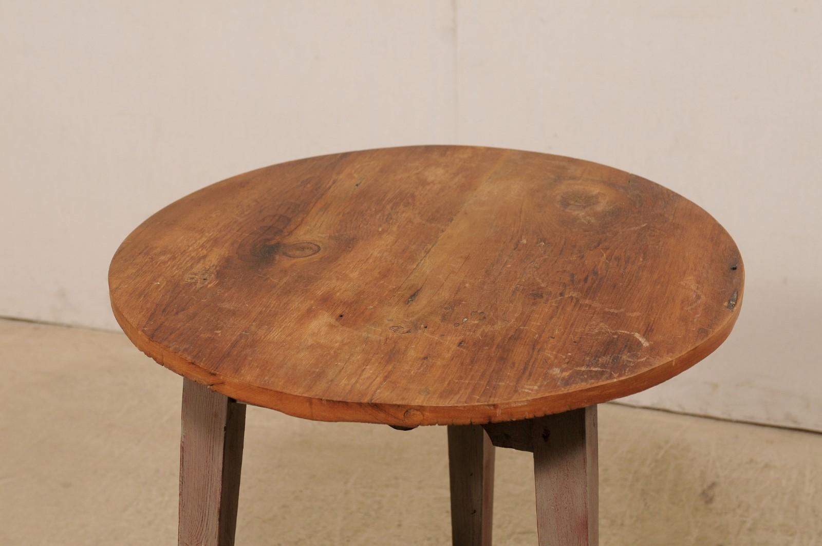 English Painted Cricket Table w/ Scalloped Skirt and Lower Shelf, Early ...