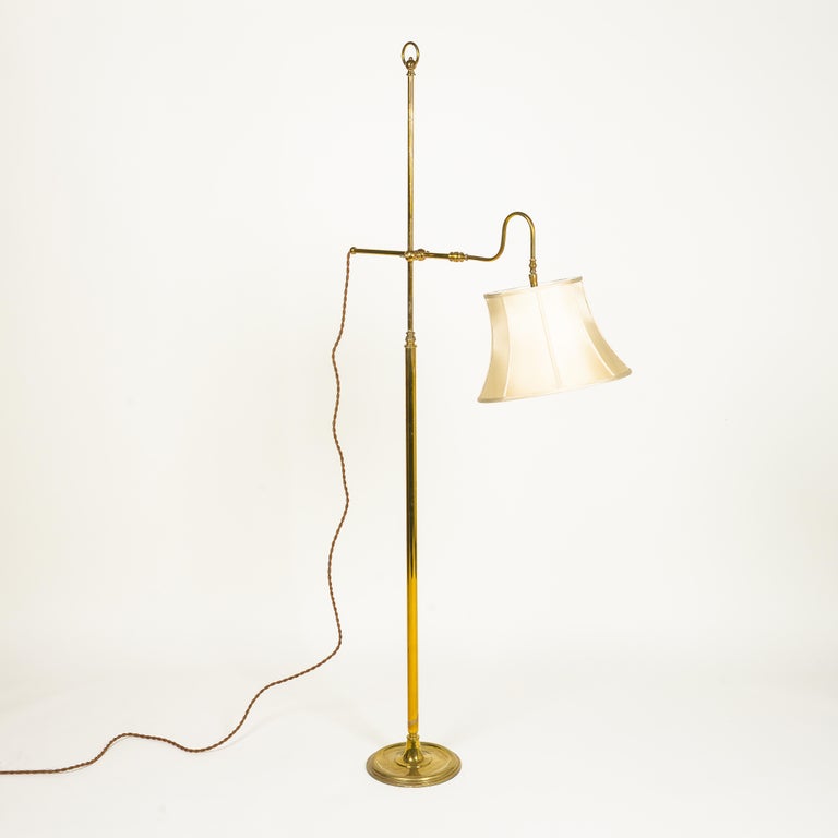 English Polished Brass Library Floor Lamp For Sale at 1stDibs