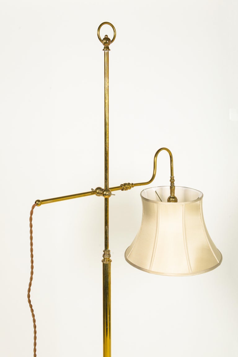 English Polished Brass Library Floor Lamp For Sale at 1stDibs