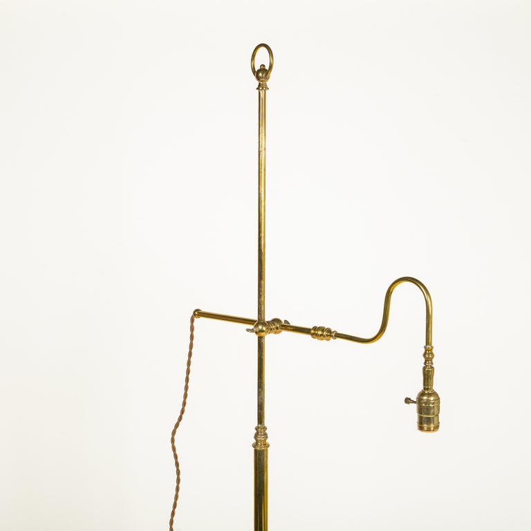 English Polished Brass Library Floor Lamp For Sale at 1stDibs