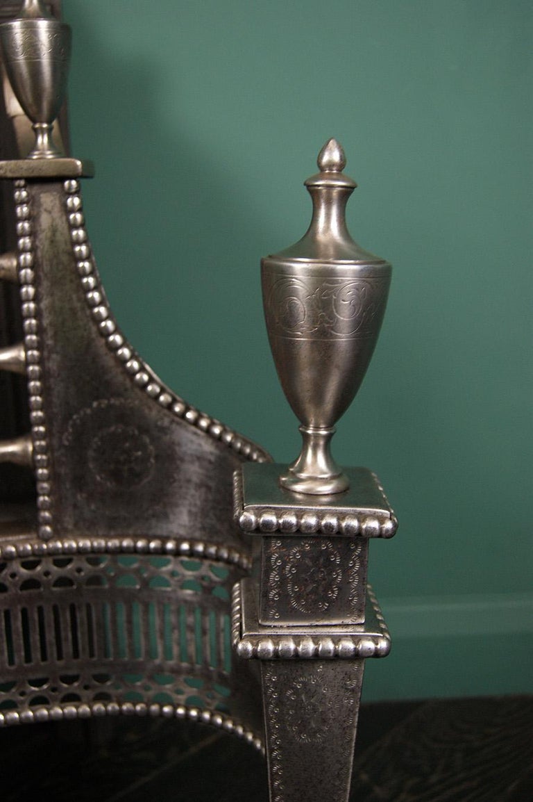 English Polished Steel Adam-Style Fire Grate by Thomas Elsley For Sale ...