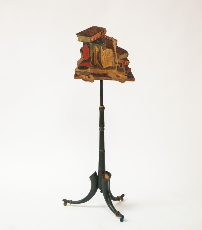 English Polychrome-Painted Paper Mâché 'Poet's Desk' Pole Screen For ...