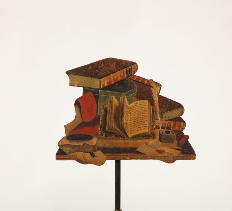 English Polychrome-Painted Paper Mâché 'Poet's Desk' Pole Screen For ...