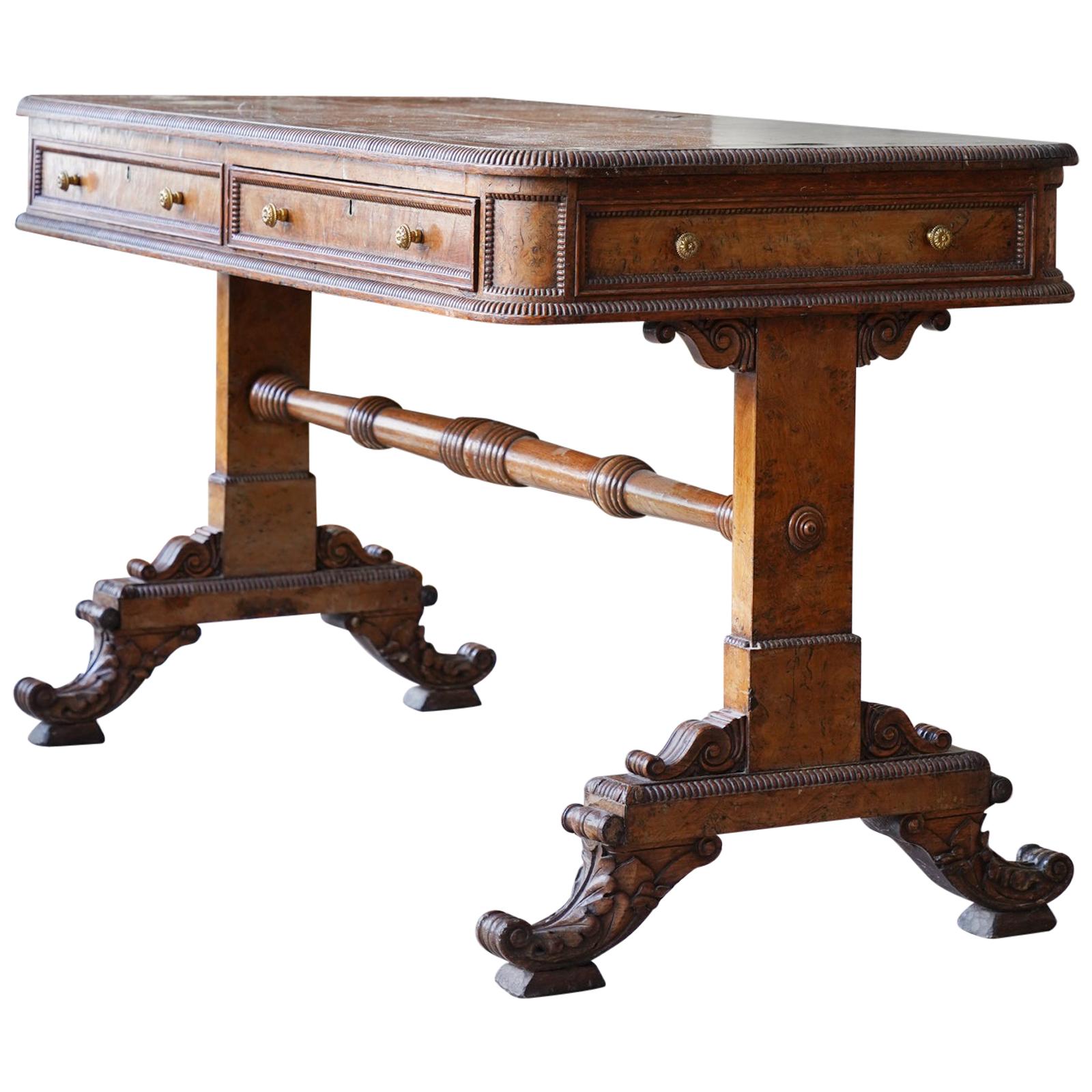 English Late Regency Oak Writing Table For Sale at 1stDibs