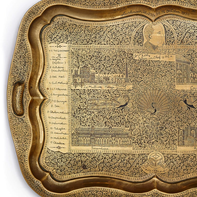 Engraved Brass Commemorative Cricket Presentation Tray at 1stDibs
