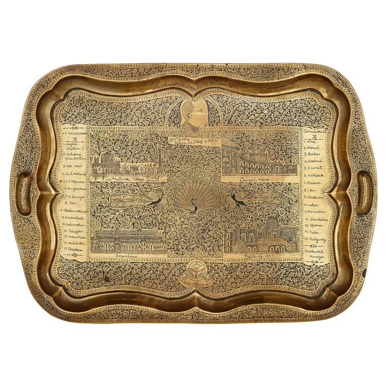 Engraved Brass Commemorative Cricket Presentation Tray at 1stDibs