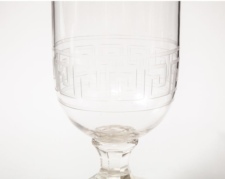 Etched Glass Greek Key Photophore at 1stDibs