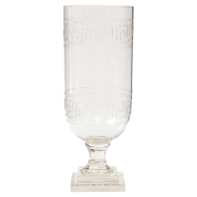 Etched Glass Greek Key Photophore at 1stDibs
