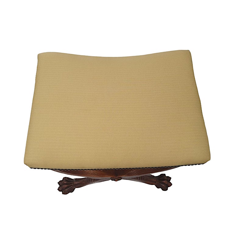 Exceptional and Rare 19th Century Irish X Framed Stool For Sale at 1stDibs