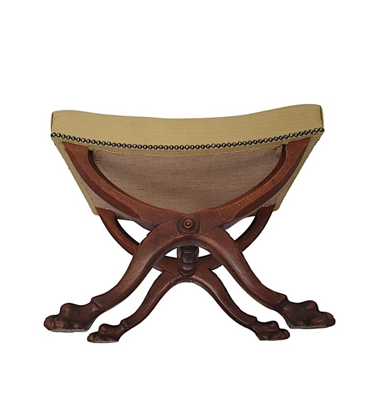 Exceptional and Rare 19th Century Irish X Framed Stool For Sale at 1stDibs