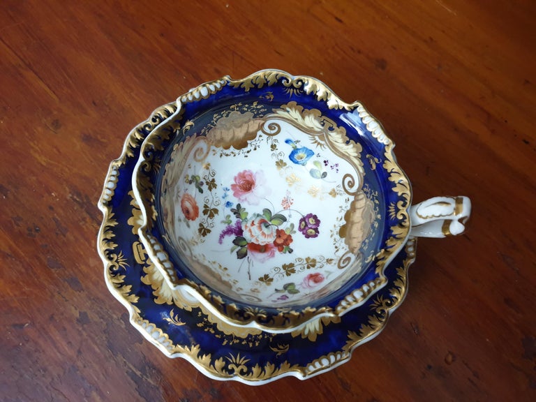 English H and R Daniel Tea Set for 4 Shrewsbury pattern Cobalt Blue ...