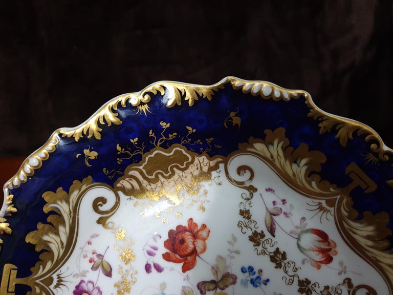 English H and R Daniel Tea Set for 4 Shrewsbury pattern Cobalt Blue ...