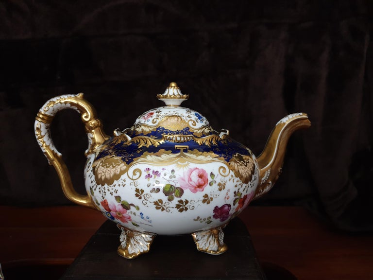 English H and R Daniel Tea Set for 4 Shrewsbury pattern Cobalt Blue ...